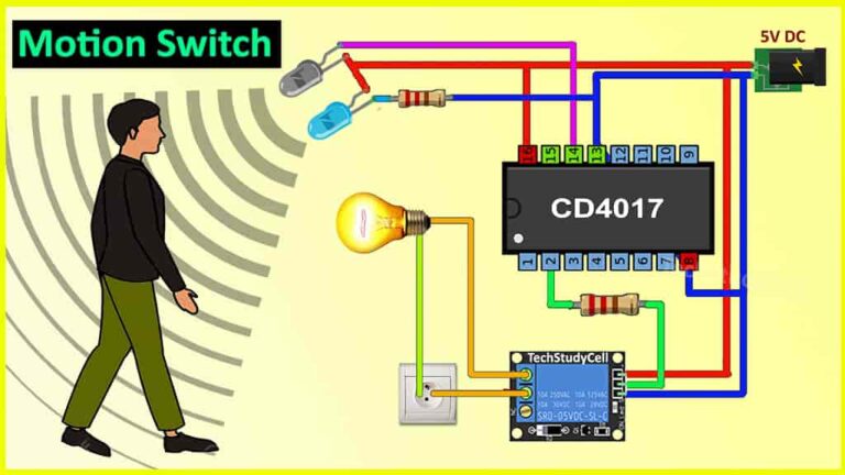 Motion Sensor Light Using Ir Proximity Sensor And Cd4017